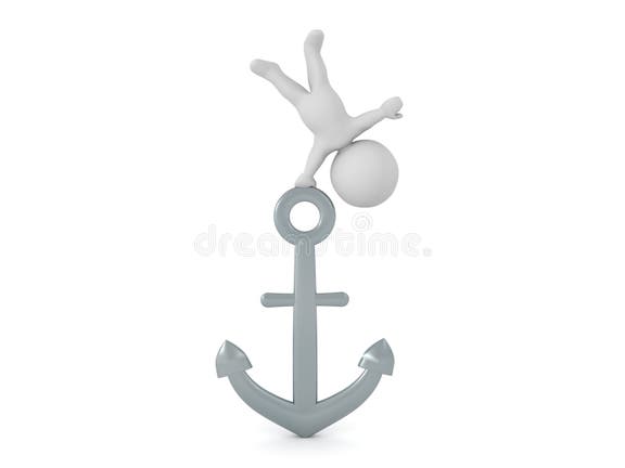 3D Character Doing a Handstand on an Anchor Stock Illustration ...