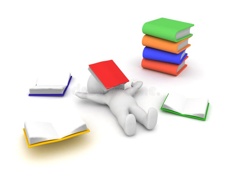 3D Character Exhausted from Having To Study Too Much Stock Illustration ...