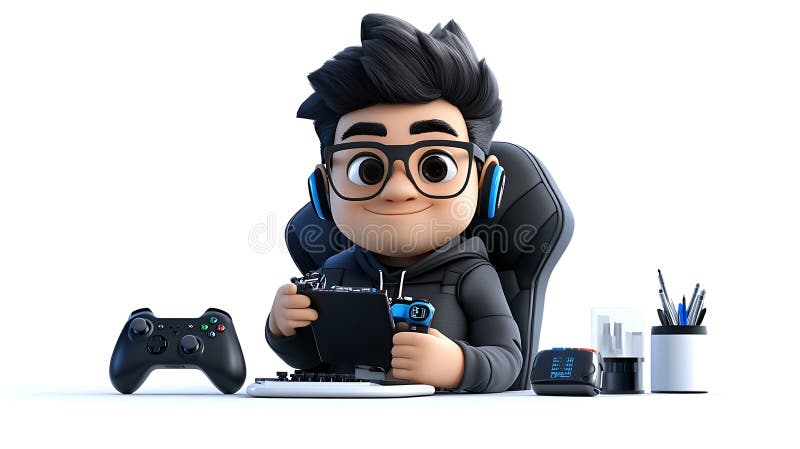 3D Character Focused on Game Development Stock Illustration ...