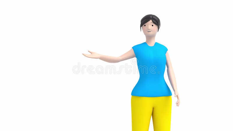 3d Character Girl Points Her Hand Towards Success 3d Stock Illustration ...