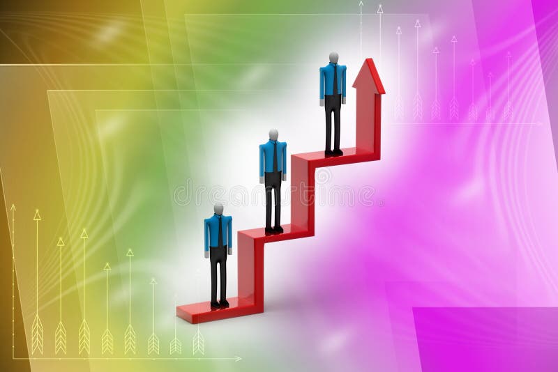 Human Character Going Up on Arrow Stock Illustration - Illustration of ...