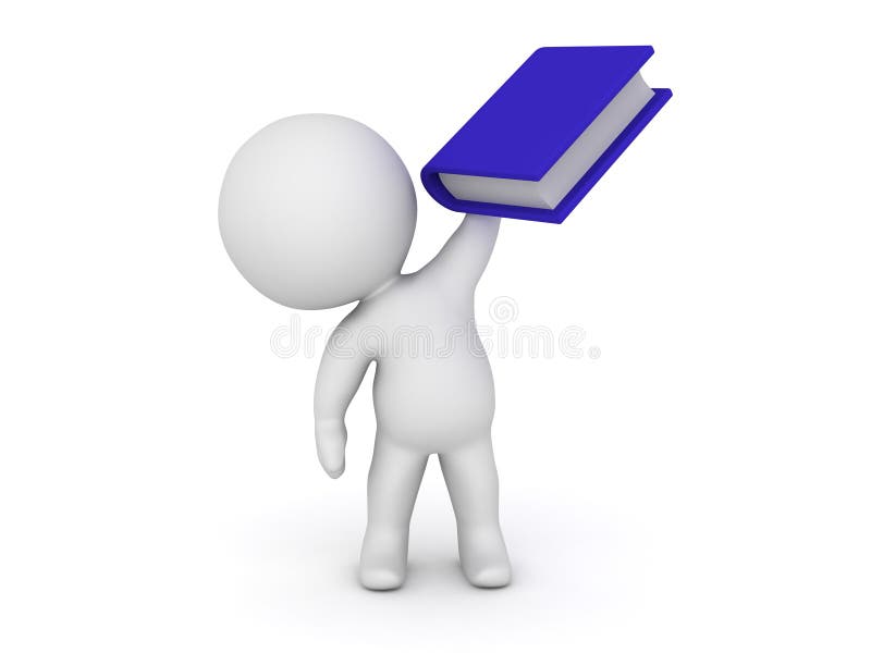 3D Character Holding Book stock illustration. Illustration of blue ...