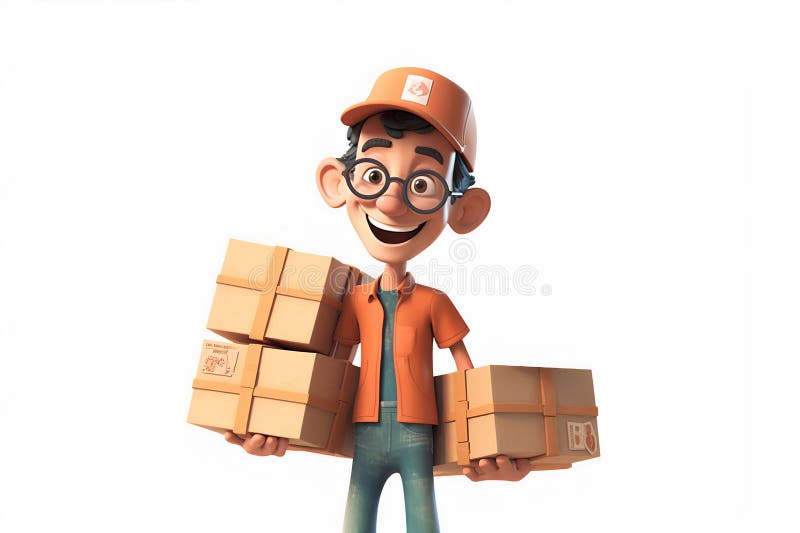 3d Character Holding Mailboxes Isolated on White Background, Generative ...