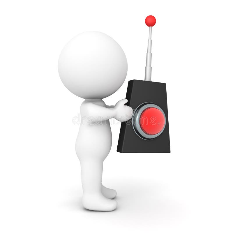 3D Character Holding Retro Remote Control Gadget Stock Illustration ...
