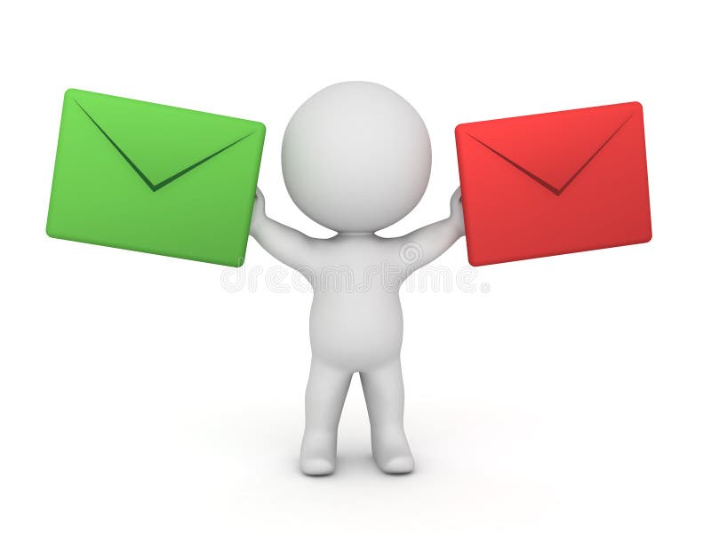 3D Man and Large Mail Envelope Stock Illustration - Illustration of ...