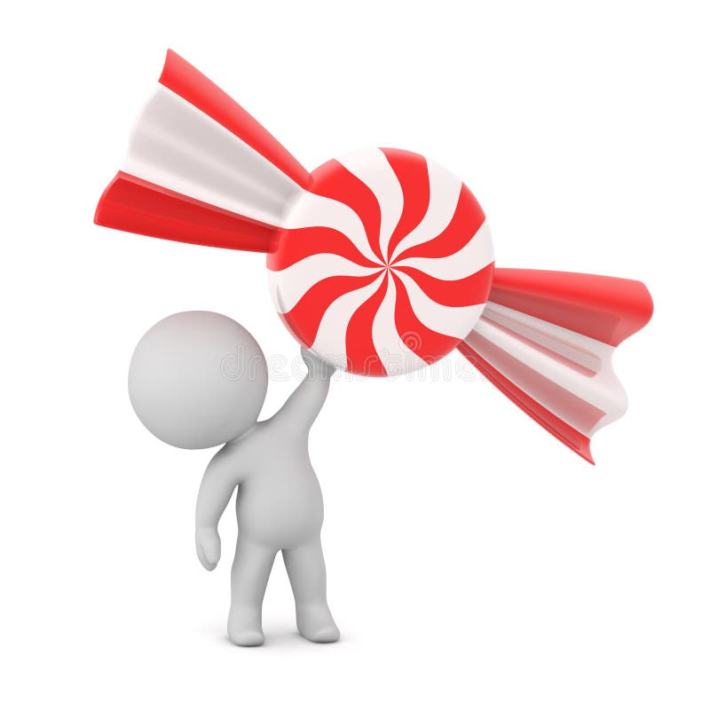 3D Character Holding Up a Small Puzzle Piece Stock Illustration ...