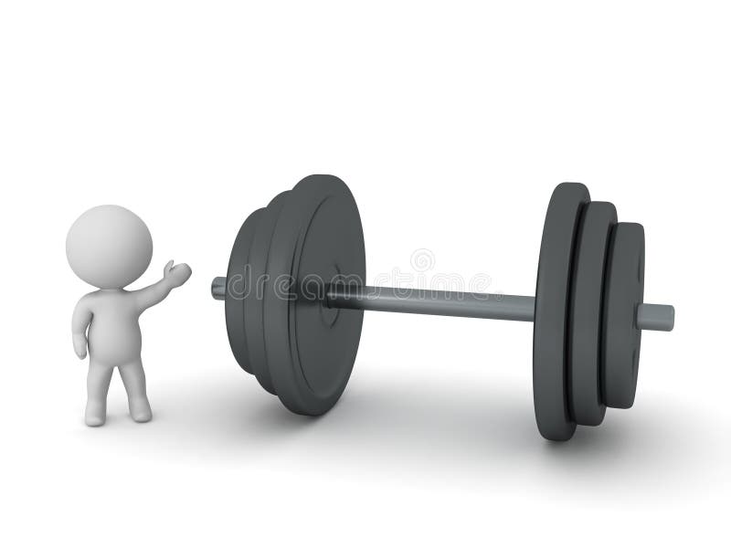 3D Character with a Large Barbell Weight Stock Illustration ...