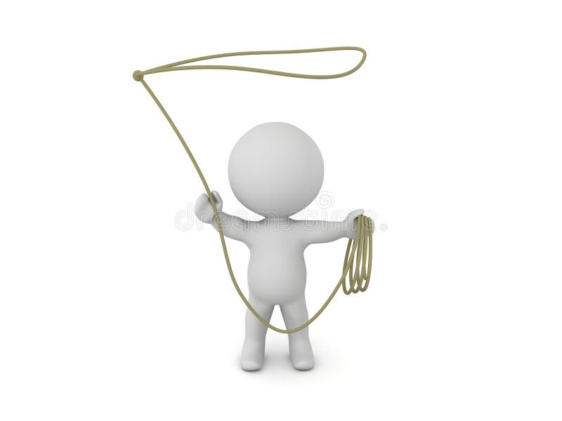 3D Character with lasso stock illustration. Illustration of concept ...
