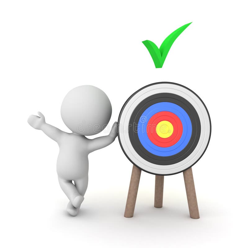 3D Character Leaning on Completed Target Stock Illustration ...