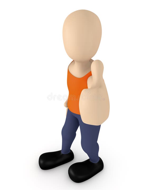 3D Character Making the Ok Sign with His Thumb Stock Illustration ...