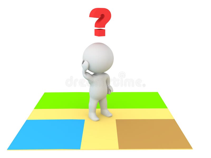 3D Character Looking Confused on Online Map Stock Illustration ...