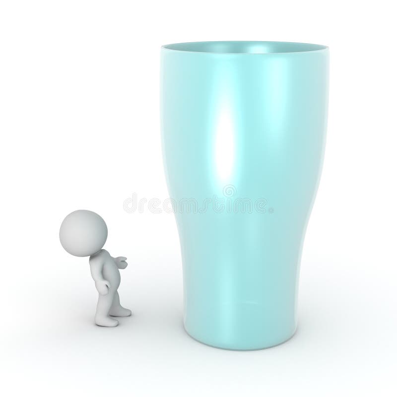 3D Character Looking Up at Large Glass Stock Illustration ...
