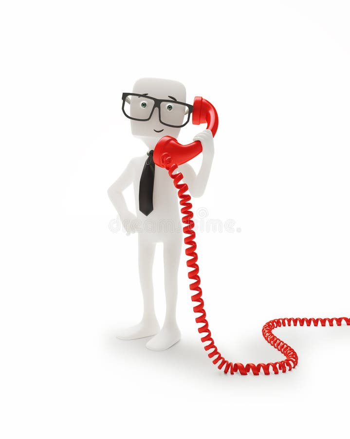 3D Character Making a Phone Call Stock Illustration - Illustration of ...