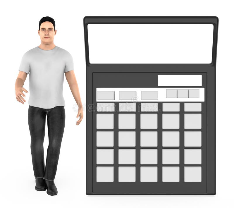 3d Character , Man and a Calculator Stock Illustration - Illustration ...