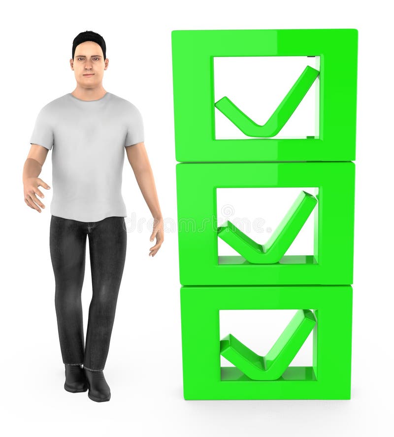 3d Character , Man Checkmark List , Tick Stock Illustration ...