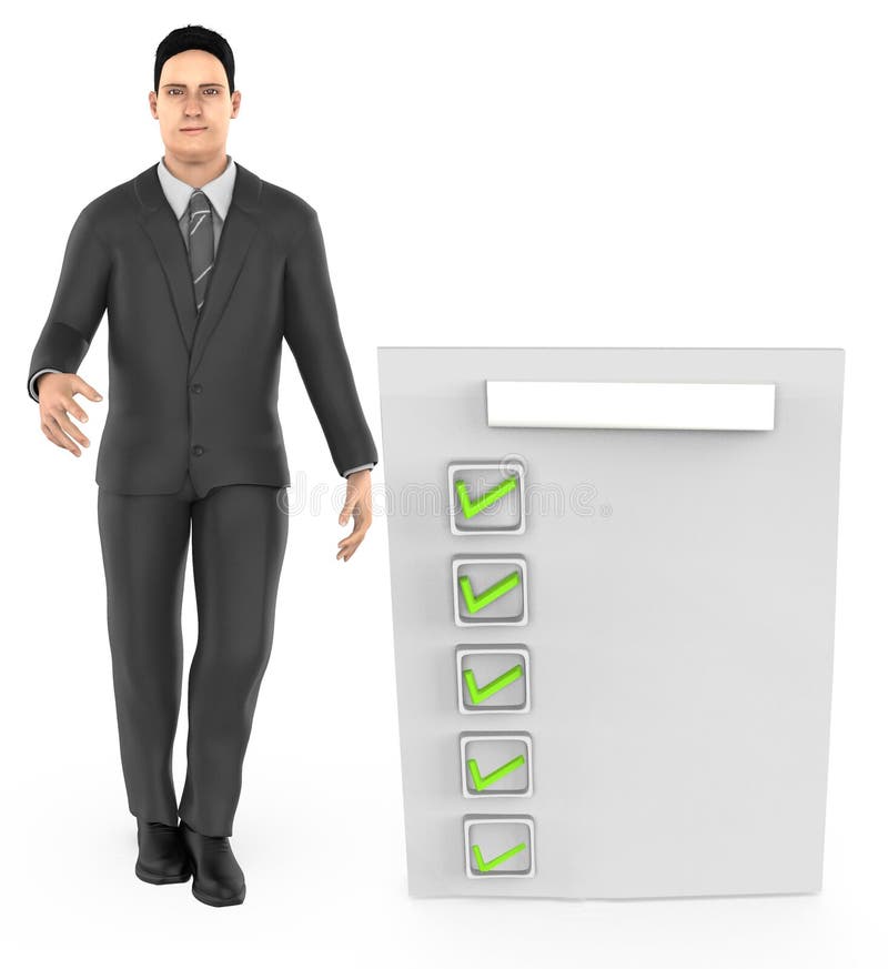3d Character , Man Checkmark List , Tick Stock Illustration ...