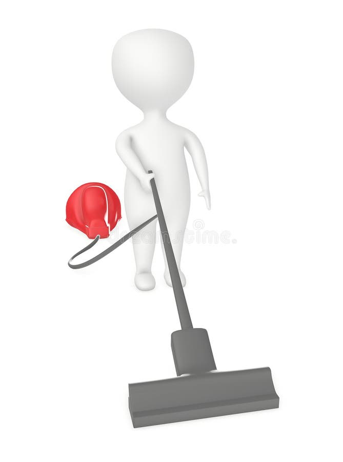 3d Character , Man Cleaning with Vaccum Cleaner Stock Illustration ...