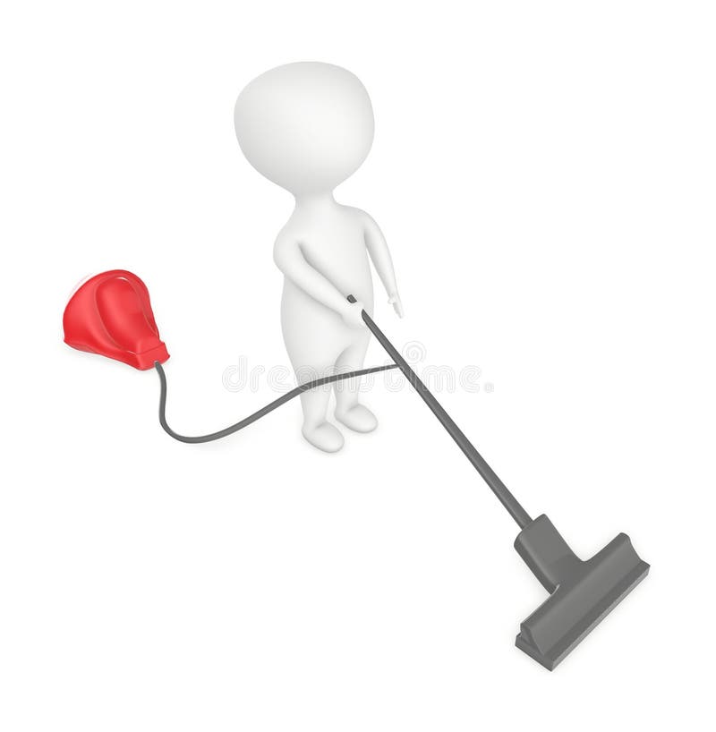 3d Character , Man Cleaning with Vaccum Cleaner Stock Illustration ...