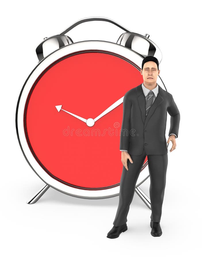 3d Character , Man and a Clock Stock Illustration - Illustration of ...