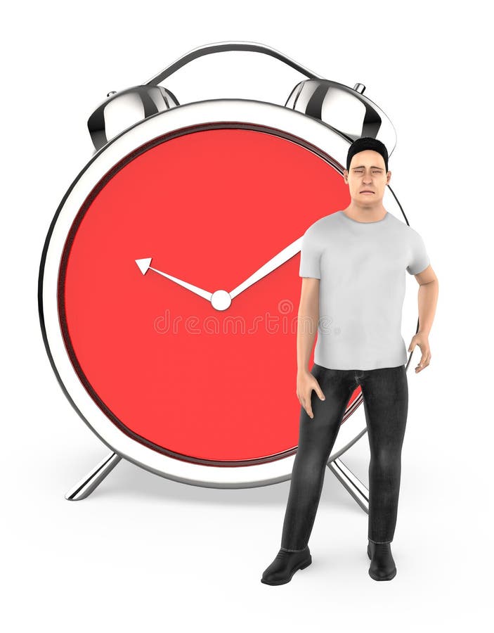 3d Character , Man and a Clock Stock Illustration - Illustration of ...