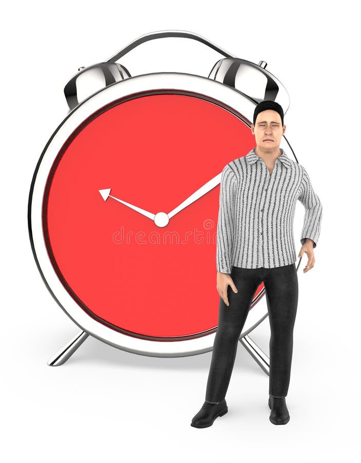 3d Character , Man and a Clock Stock Illustration - Illustration of ...
