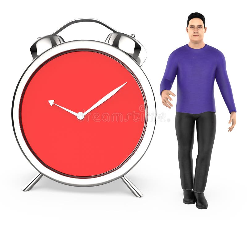 3d Character , Man and a Clock Stock Illustration - Illustration of ...