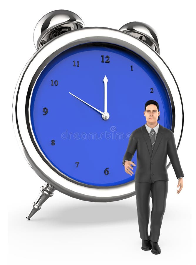 3d Character , Man and a Clock Stock Illustration - Illustration of ...