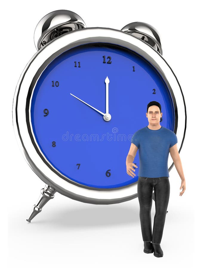 3d Character , Man and a Clock Stock Illustration - Illustration of ...