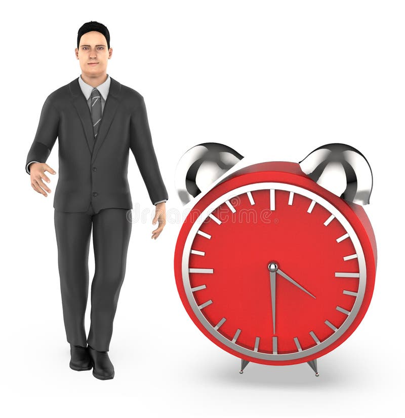 3d Character , Man and a Clock Stock Illustration - Illustration of ...