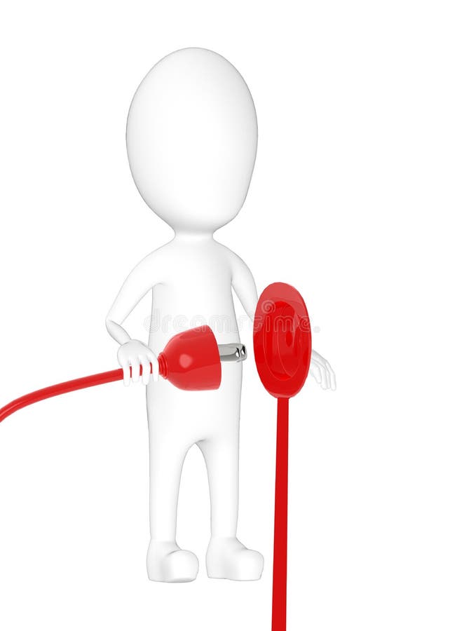 3d Character , Man Conecting Plug To Its Socket Stock Illustration ...