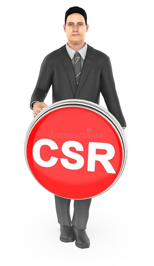 3d Character , Man and Csr Button Stock Illustration - Illustration of ...