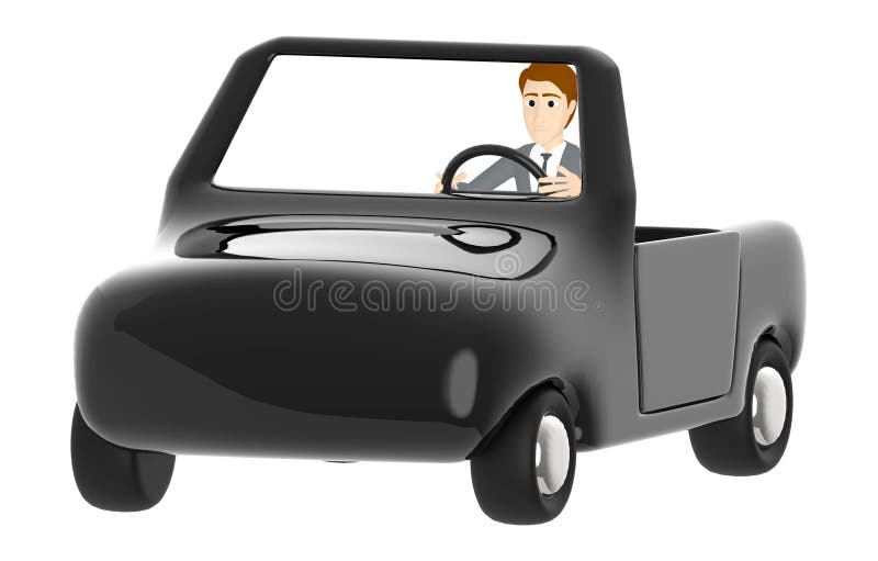 3d Character , Man Driving a Car Stock Illustration - Illustration of ...