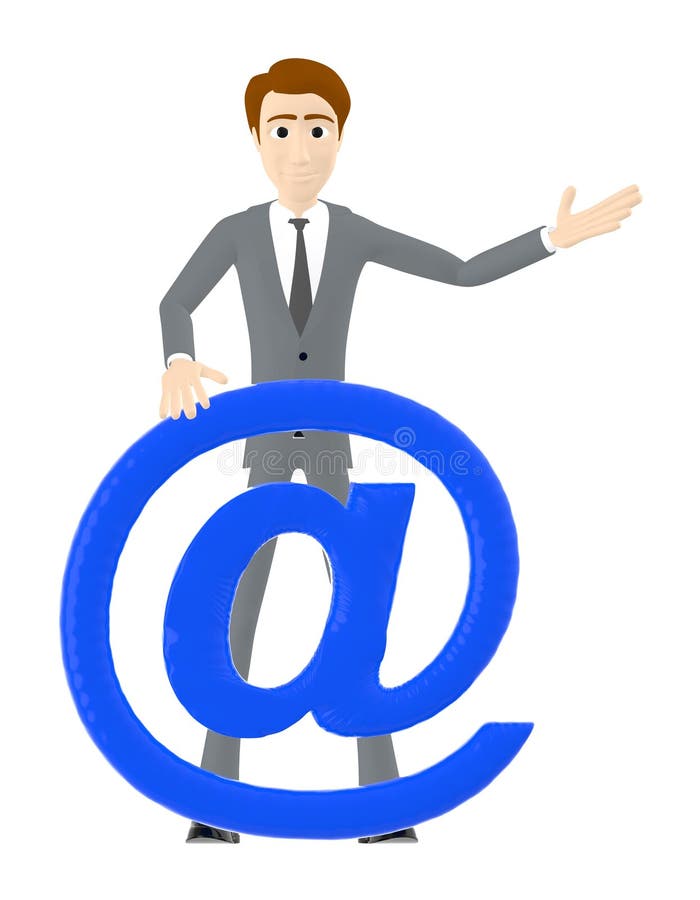 3d Character , Man and Email Sign Stock Illustration - Illustration of ...