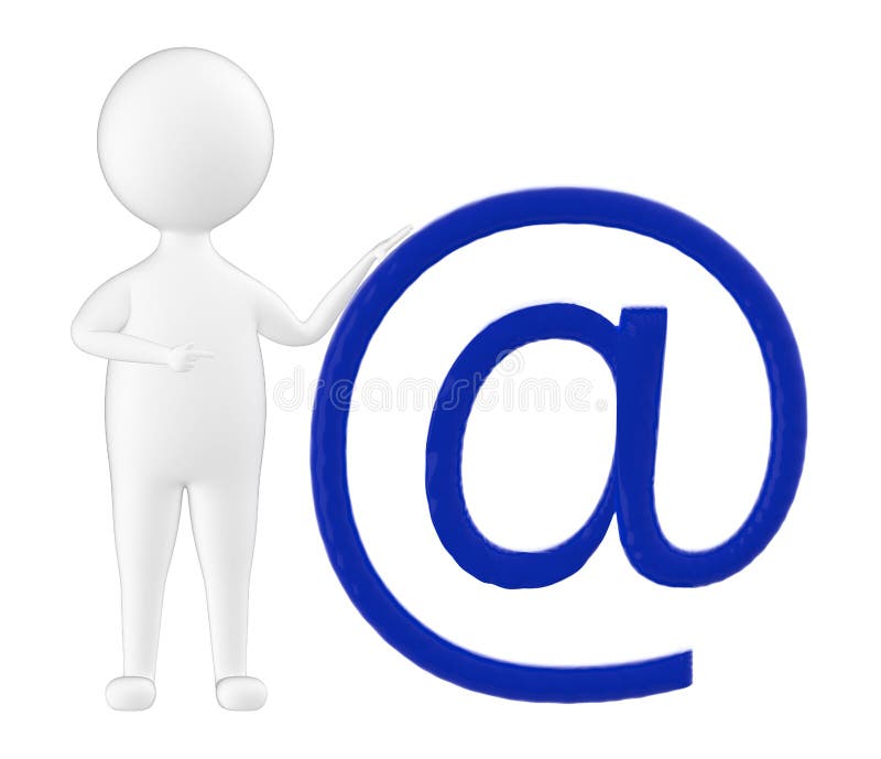 3d Character , Man and Email Sign Stock Illustration - Illustration of ...