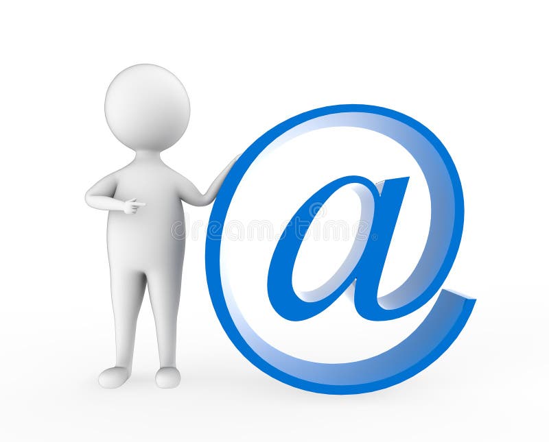 3d Character , Man and Email Sign Stock Illustration - Illustration of ...