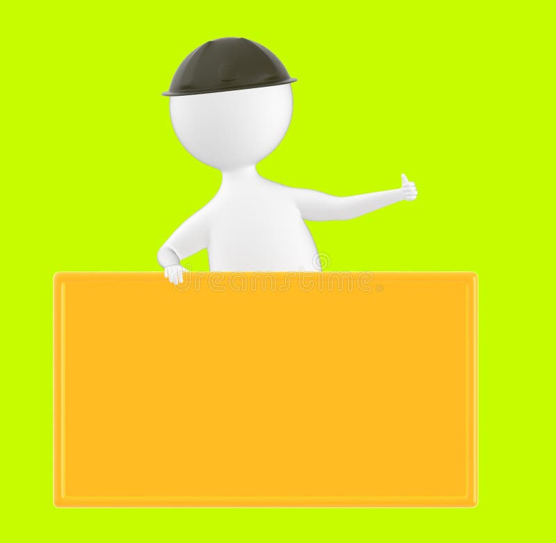 3d Character , Man and Empty Board Stock Illustration - Illustration of ...