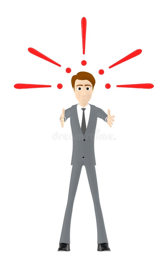 3d Character , Man and Exclamation Mark Stock Illustration ...