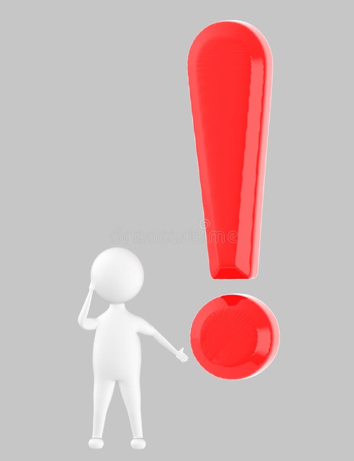 3d Character , Man and Exclamation Mark Stock Illustration ...