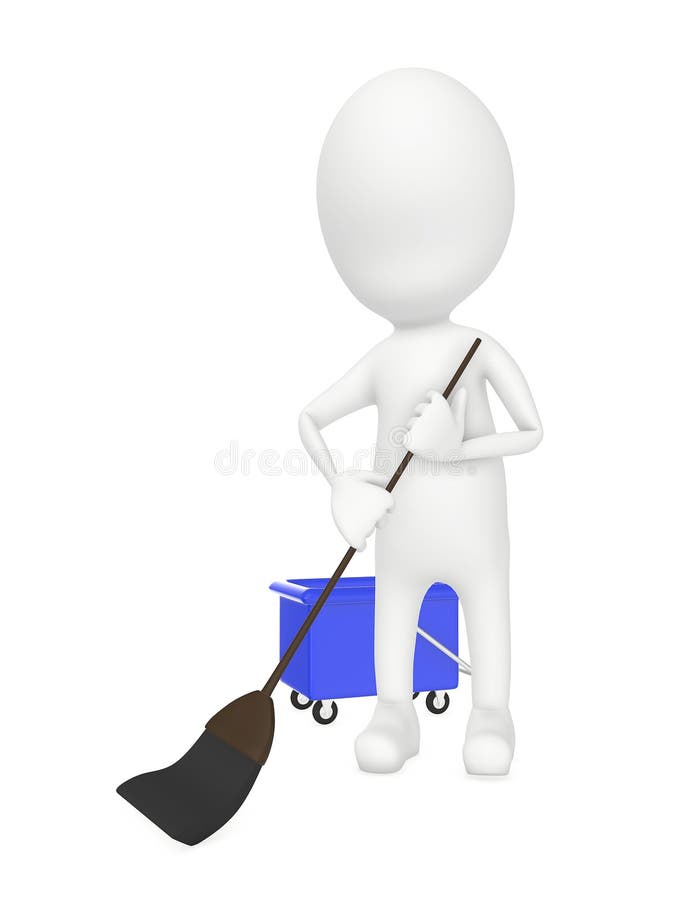 3d Character , Man Floor Cleaner Stock Illustration - Illustration of ...
