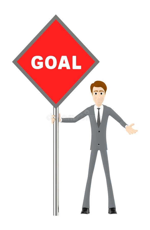 3d Character , Man and Goal Sign Board Stock Illustration ...