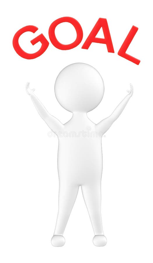 3d Character , Man and Goal Text Stock Illustration - Illustration of ...