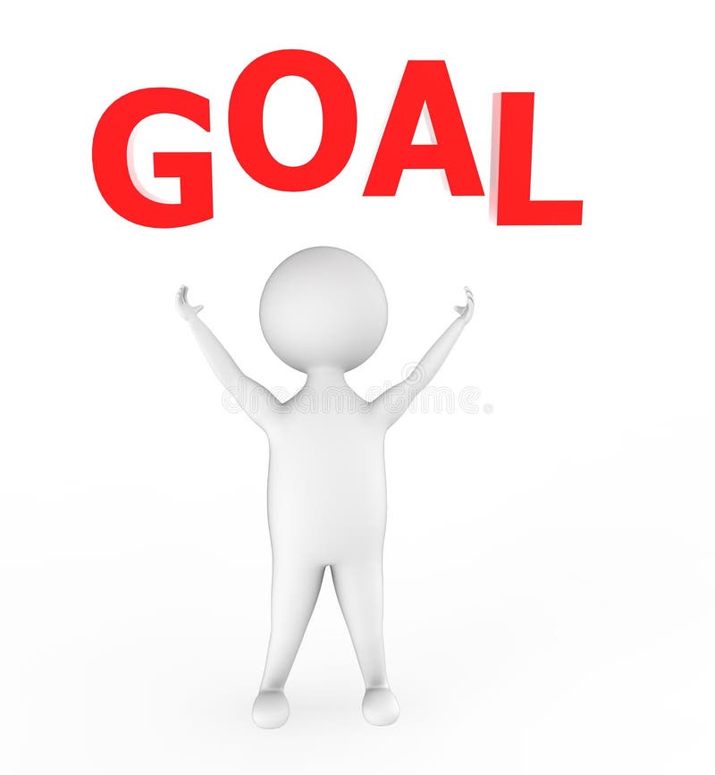 3d Character , Man and Goal Text Stock Illustration - Illustration of ...
