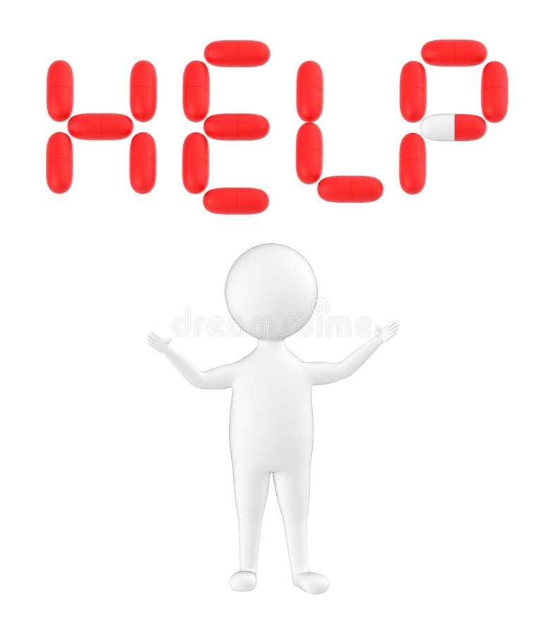 3d man help text stock illustration. Illustration of hang - 23947722