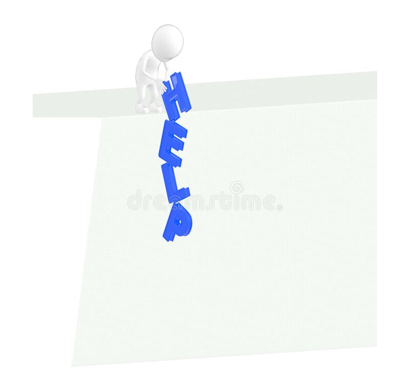 3d Character , Man , Help Text Stock Illustration - Illustration of ...