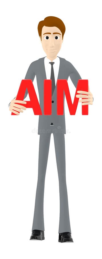 3d Character , Man Holding Aim Text Stock Illustration - Illustration ...