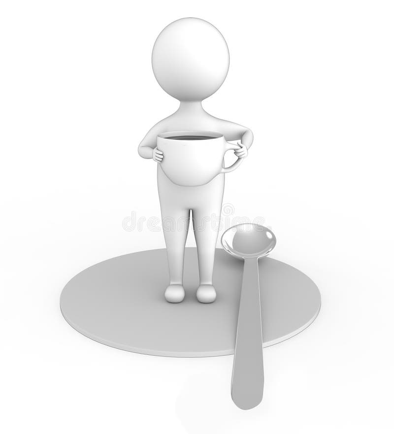 3d Character , Man Holding a Stick and Pointing Stock Illustration ...