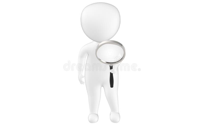3d Character , Man Holding a Magnifier Stock Illustration ...