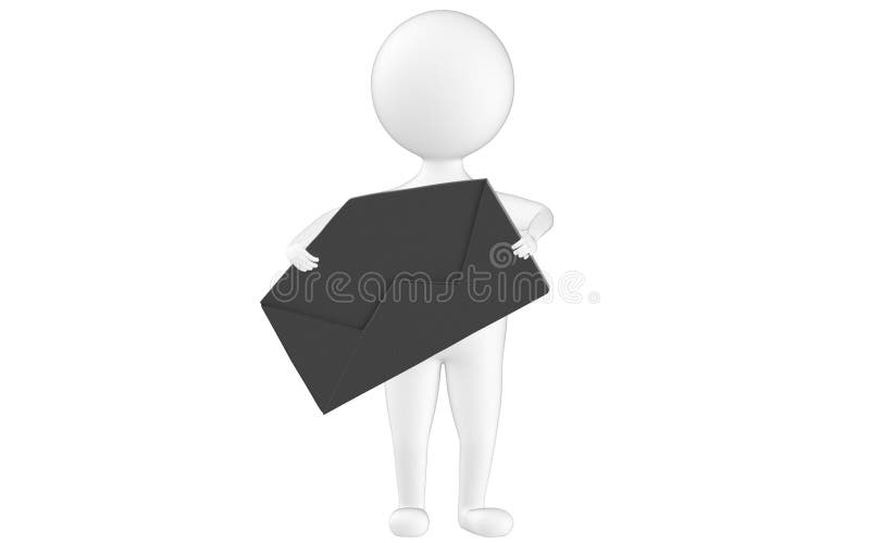 3d Character , Man Holding a Opened Envelope Stock Illustration ...