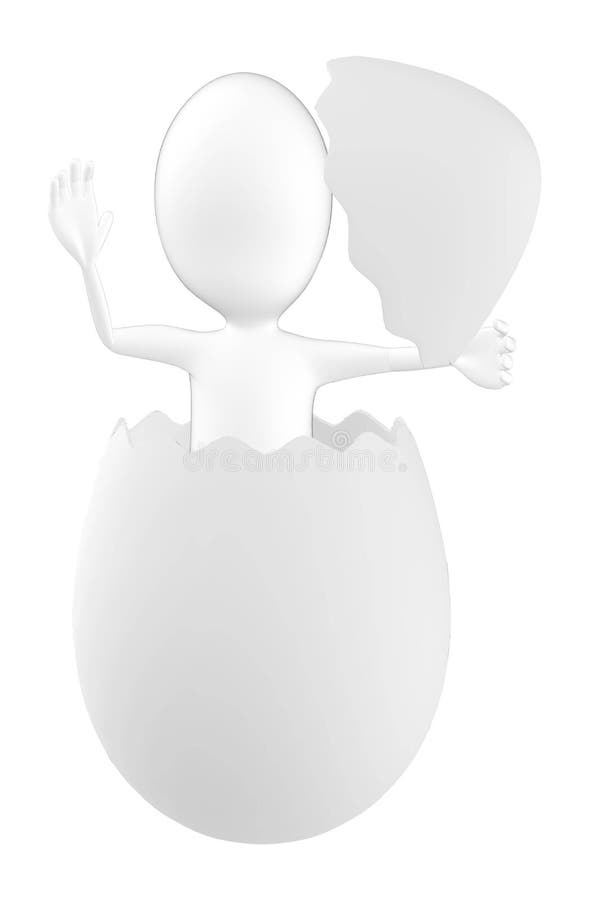 3d Character , Man Inside a Cracked Egg Shell Stock Illustration ...