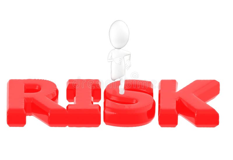 3d Character , Man Jumping Over Risk Text Stock Illustration ...